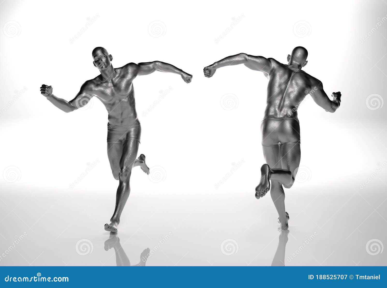 3D Render : an Illustration of a Male Character Model with Silver ...