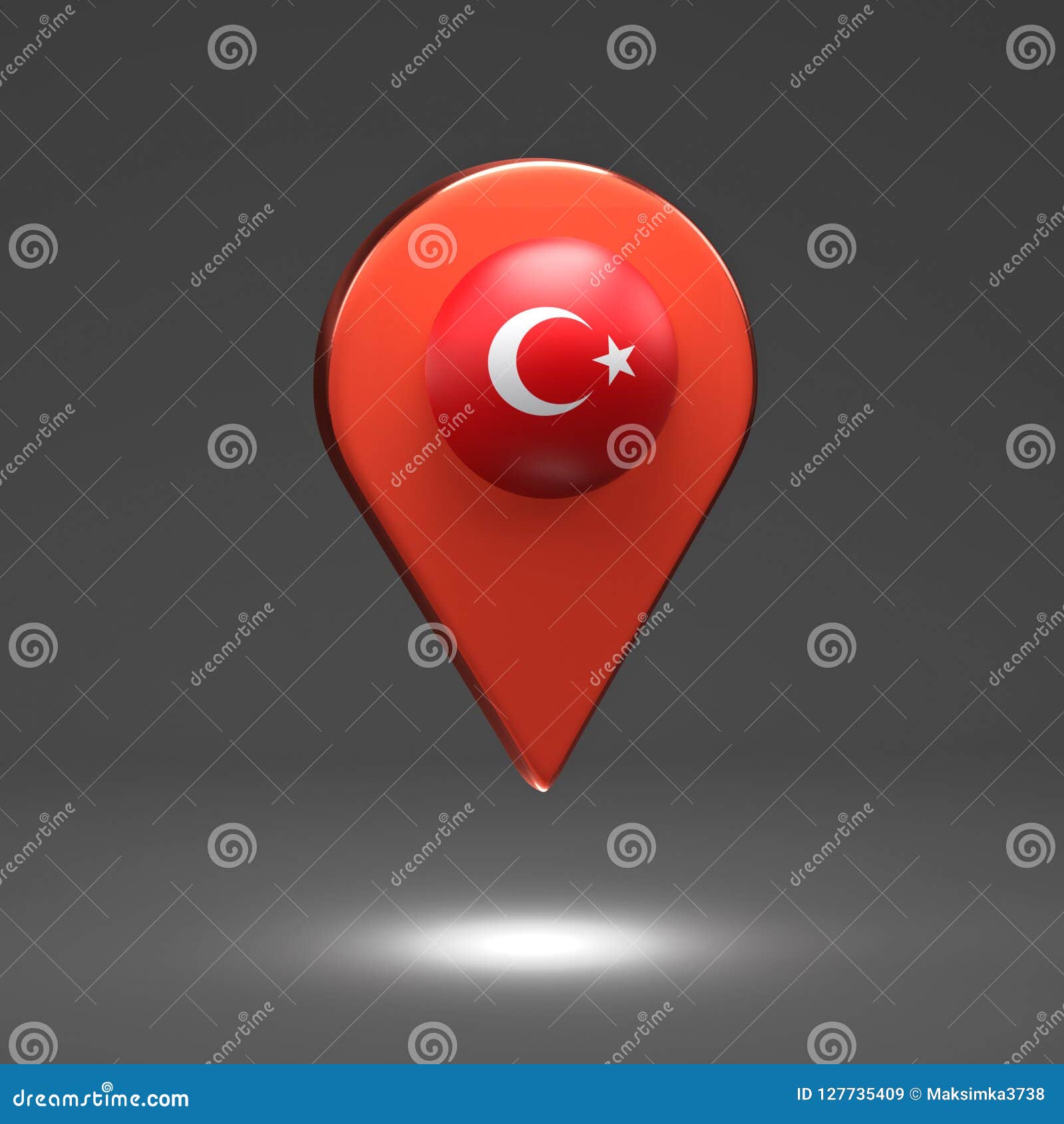 3D Render Illustration. Map Pointers with Flag Turkey Stock ...