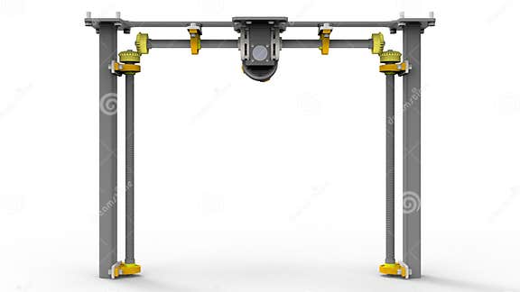 3D Rendering - Three Axis Mechanical Assembly Stock Illustration ...