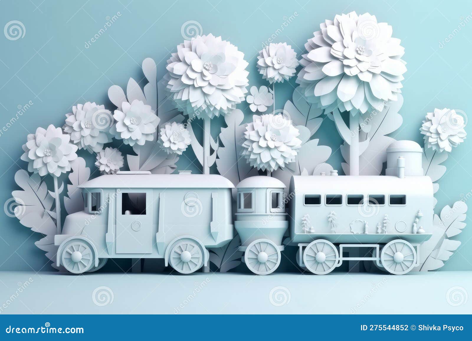 3d Render Illustration of Modern Train Passes from Trees Generative AI ...