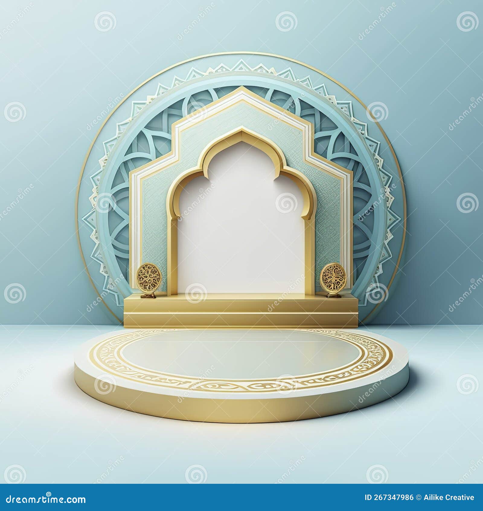 3d Render Illustration of Mosque Stage for Podium or Ramadan Product ...