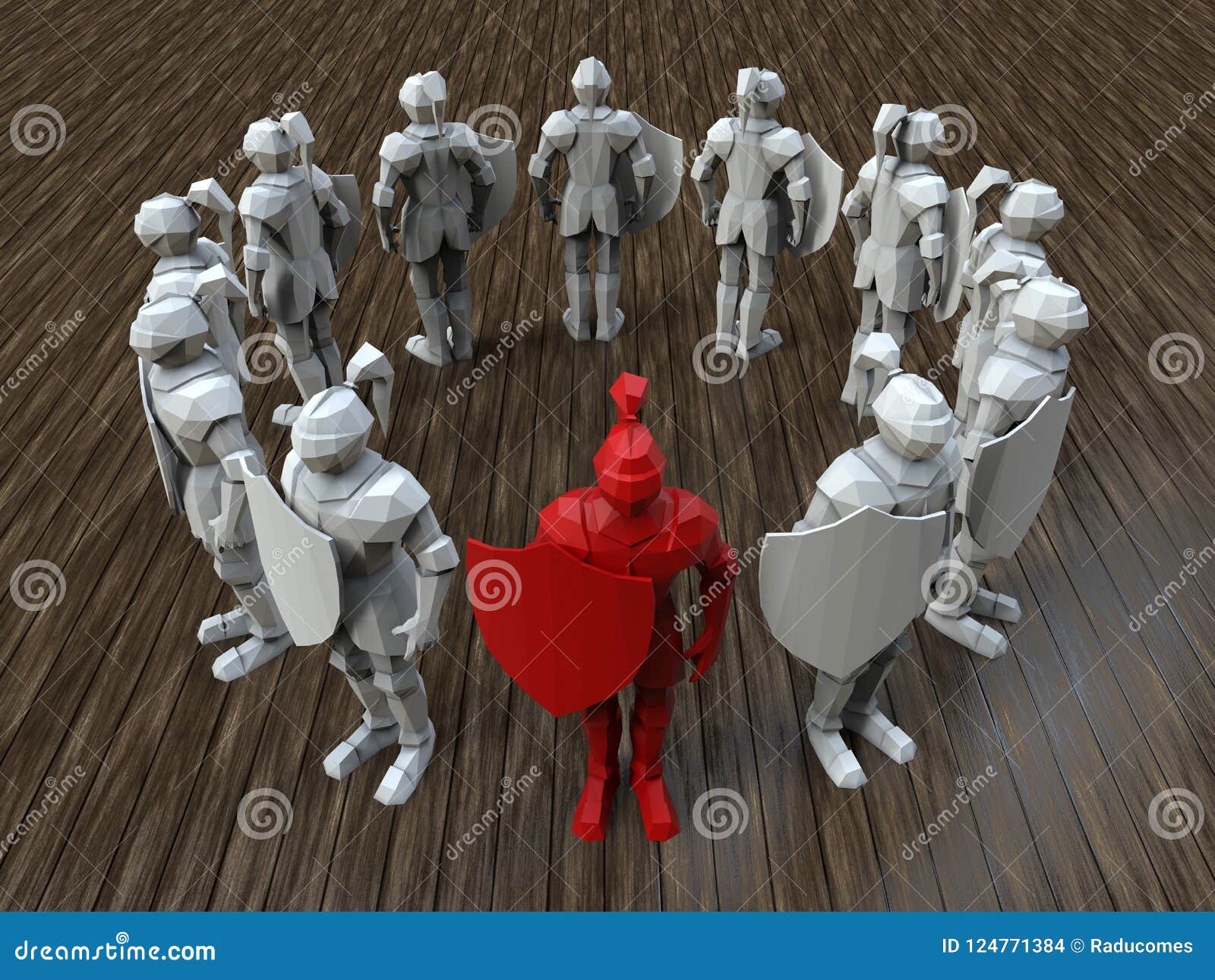 3D Render - Knight Leader Highlighted in Red Stock Illustration ...