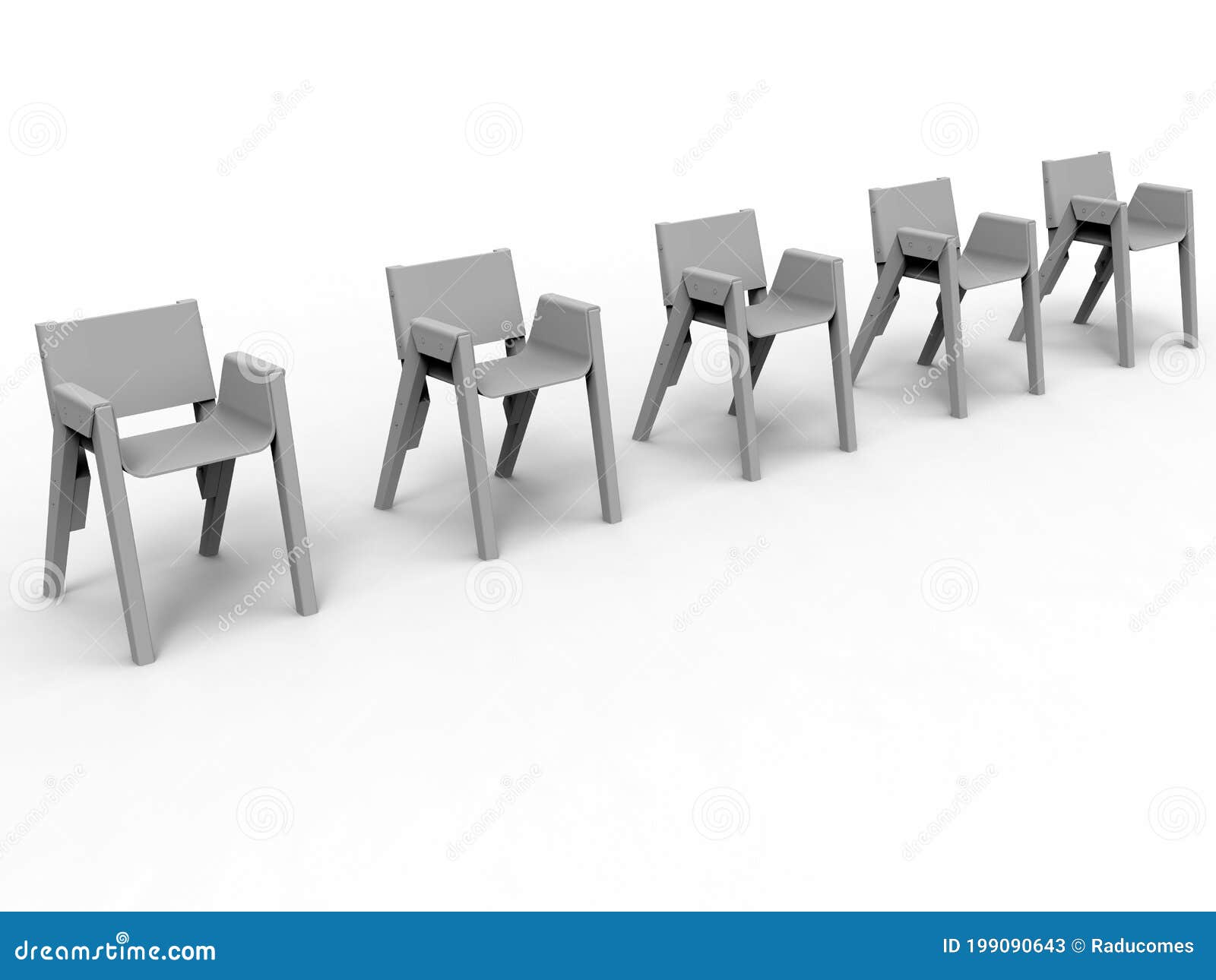 3D Rendering - Empty Chairs in a Line Stock Illustration - Illustration ...