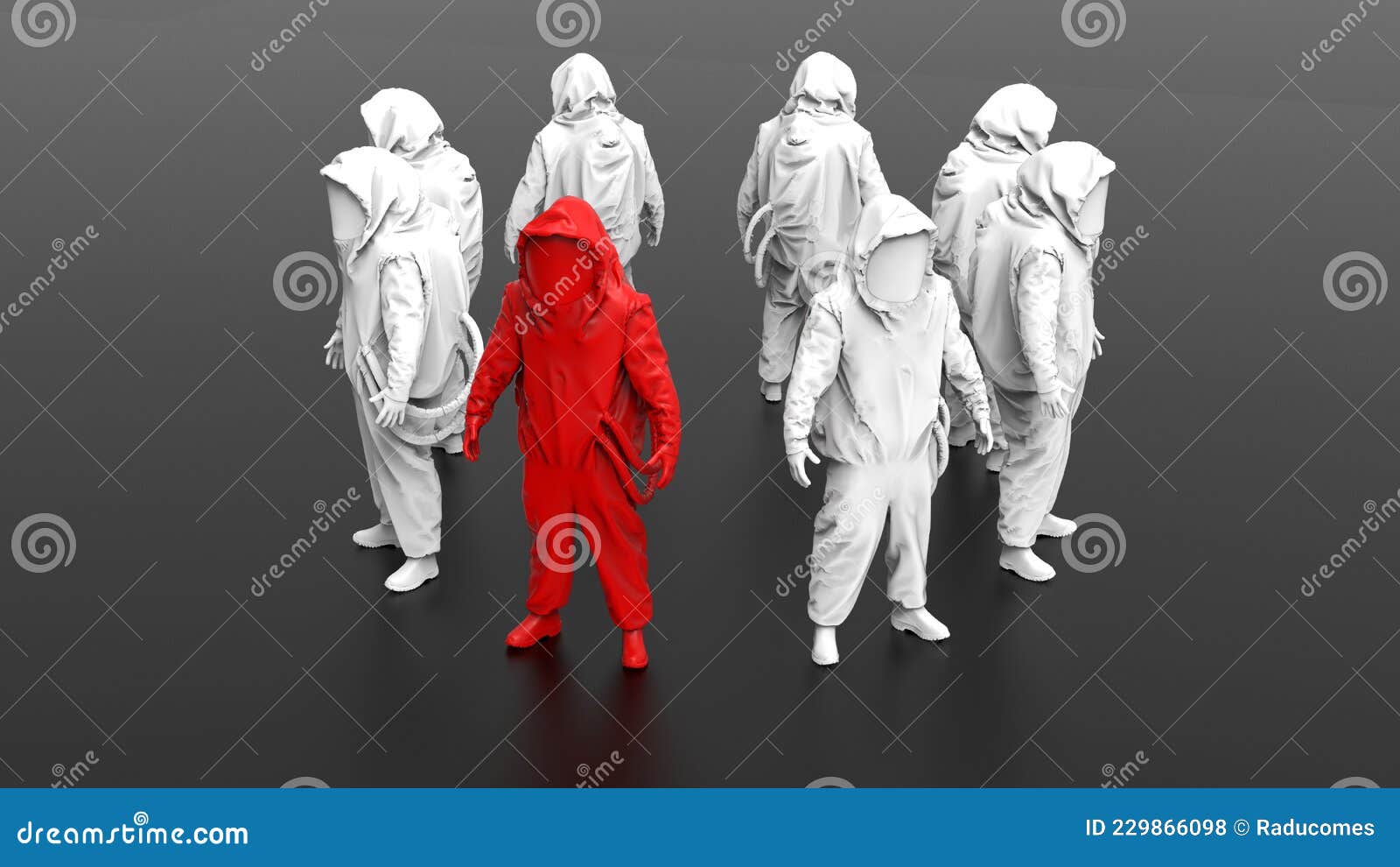 3D Rendering - Hazard Suite Target in Crowd Stock Illustration ...