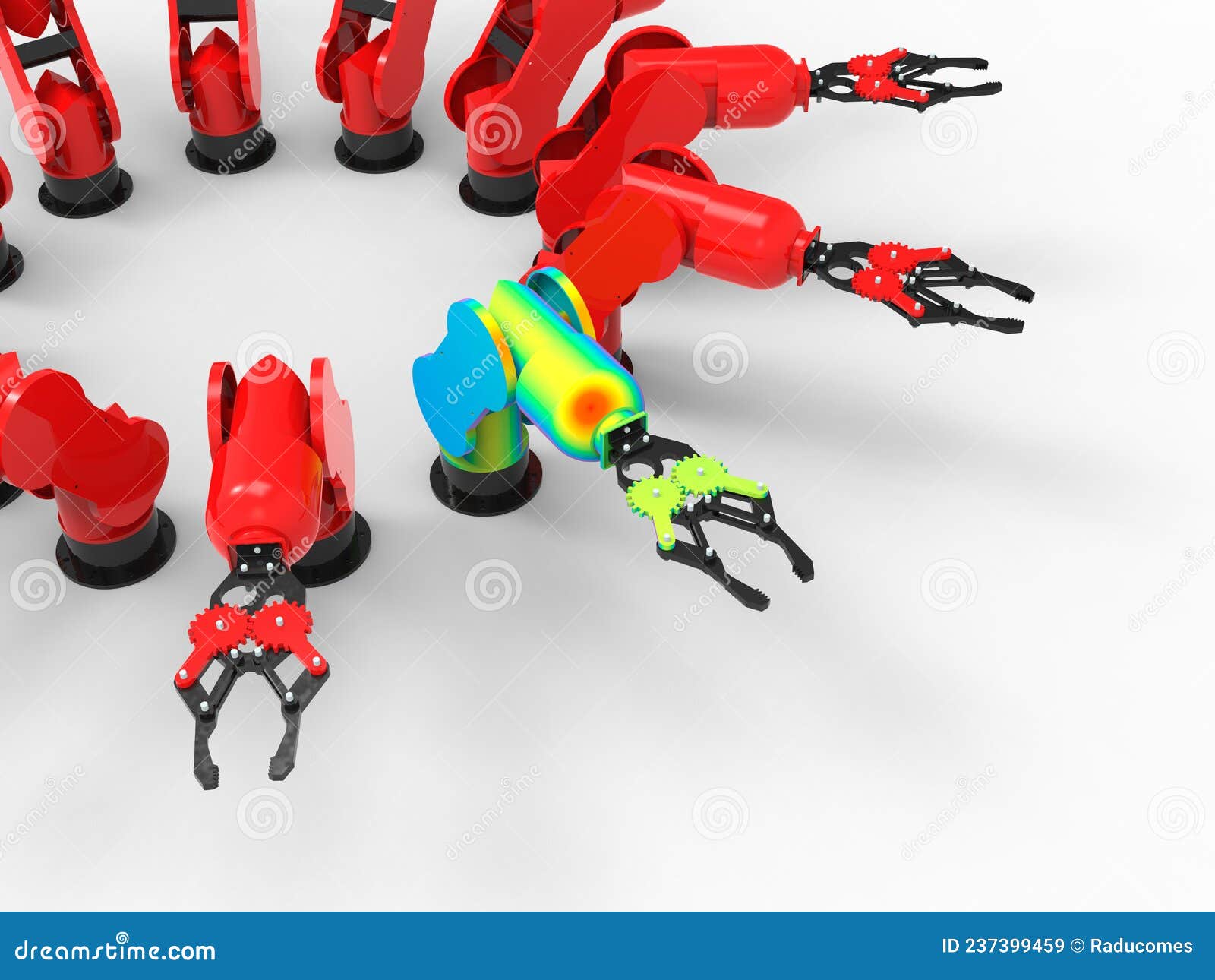 3D Rendering - Industrial Robotic Arm FEA Analysis Stock Illustration ...