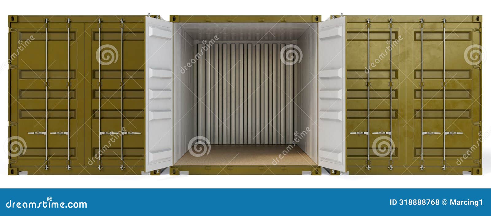 3d Render Illustration of a Opened and Closed Cargo Container Wall ...