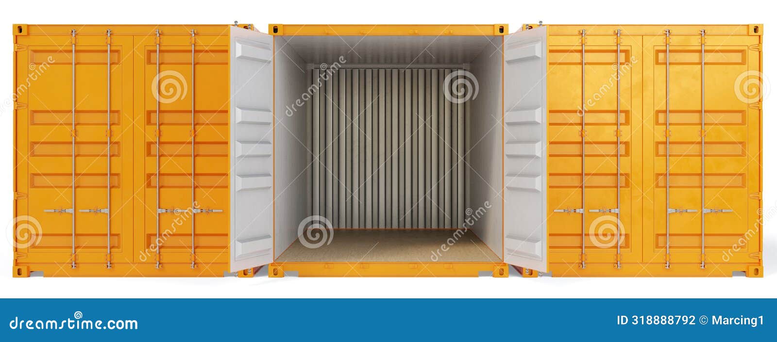 3d Render Illustration of a Opened and Closed Cargo Container Wall ...