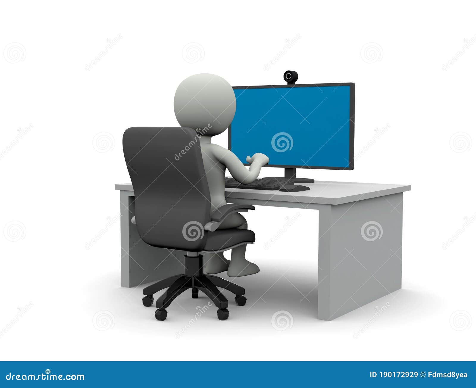 Operate the computer stock illustration. Illustration of professional ...