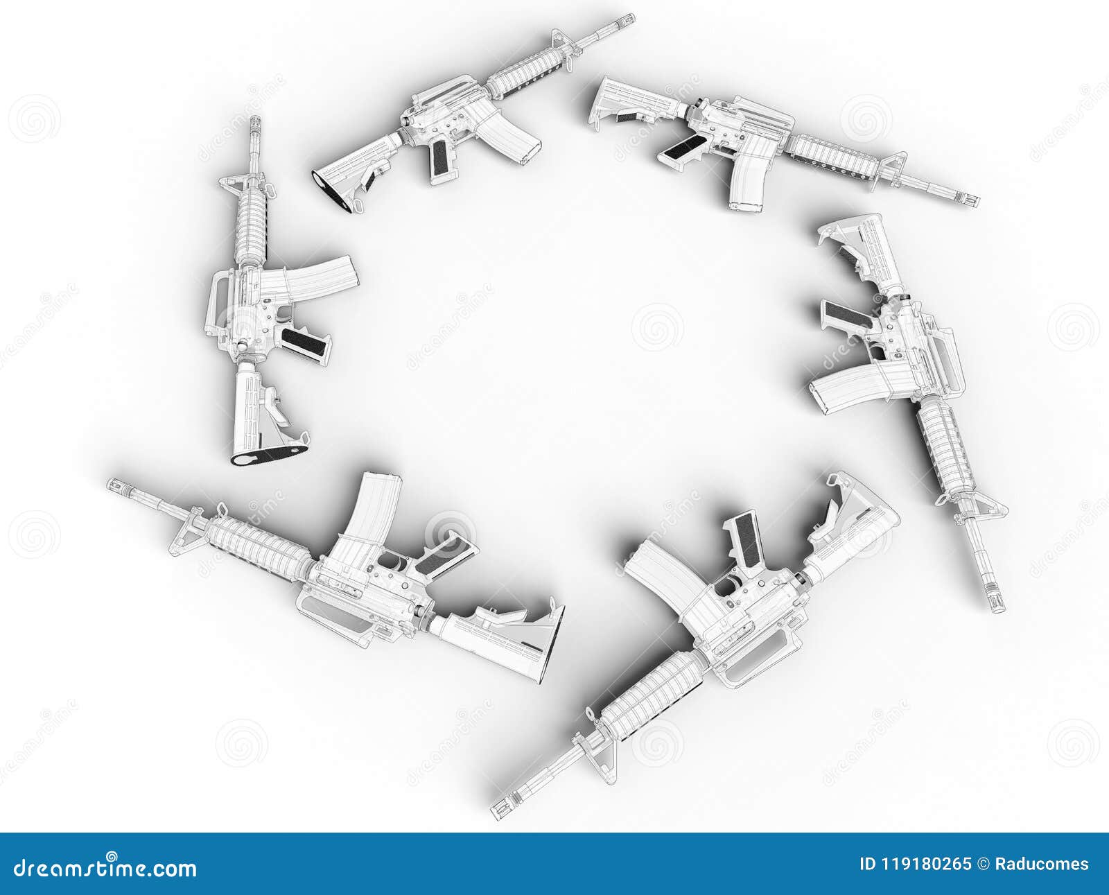 Outline 3D Render - Assault Rifles Stock Illustration - Illustration of ...