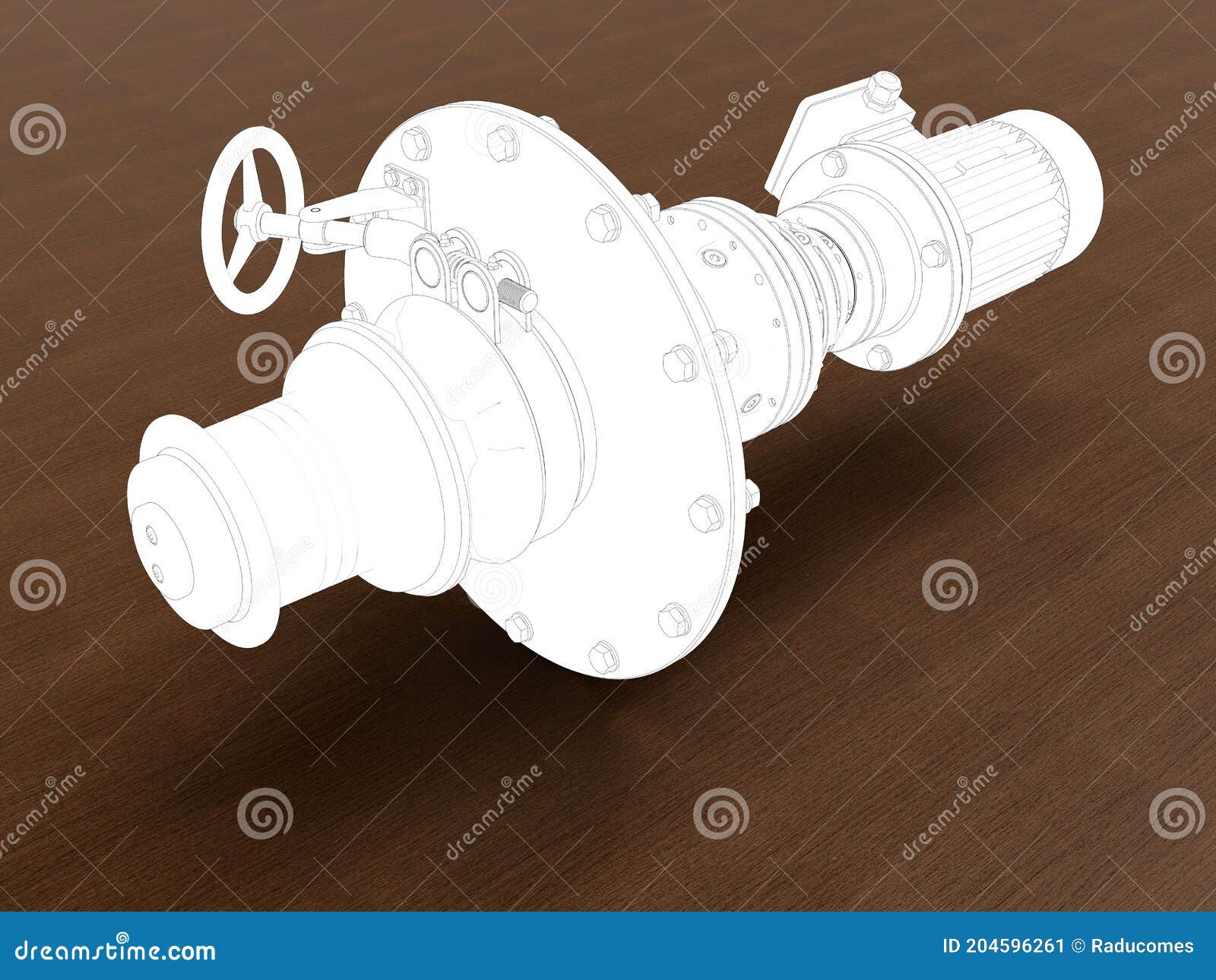 3D Rendering - Outlined Mechanical Assembly Stock Illustration ...