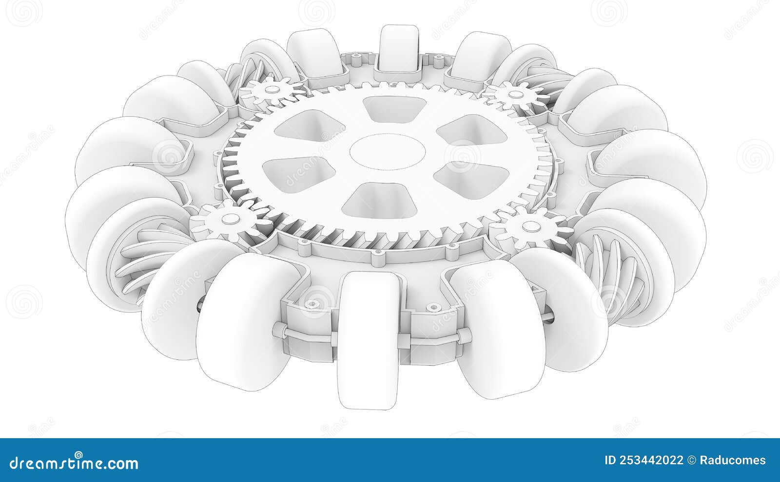 3D Render - Outlined Omni Wheel Stock Illustration - Illustration of ...