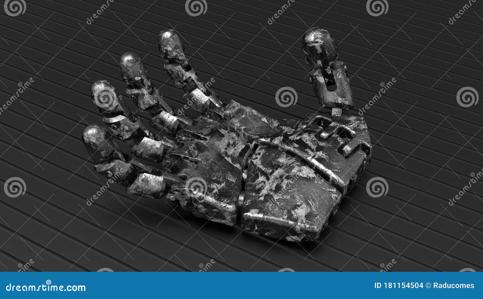 3D Rendering - Palm Opened Robotic Hand Stock Illustration ...