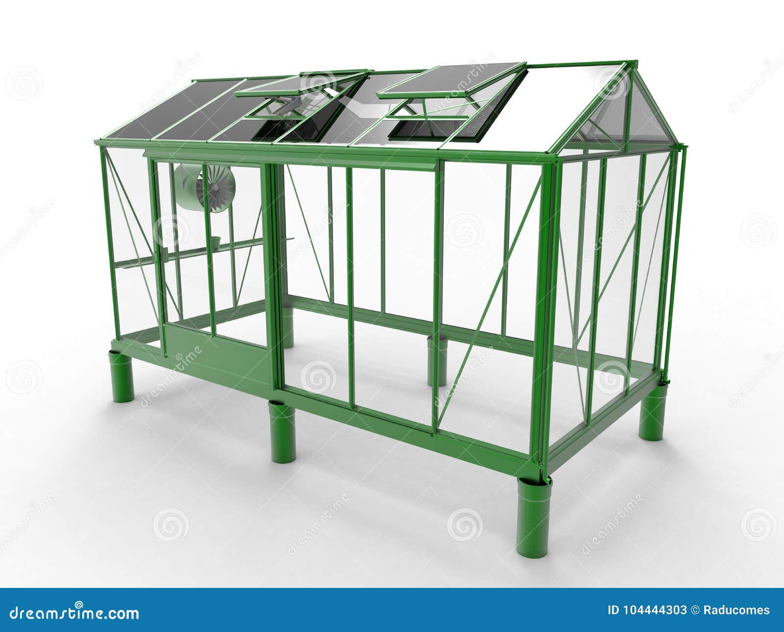 Ventilated Greenhouse - Perspective View Stock Illustration ...