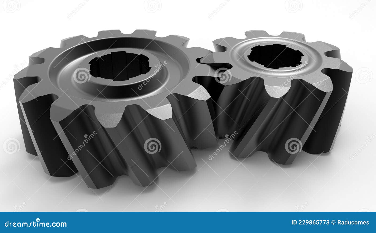 3D Rendering - Perspective View of Two Gears Stock Illustration ...