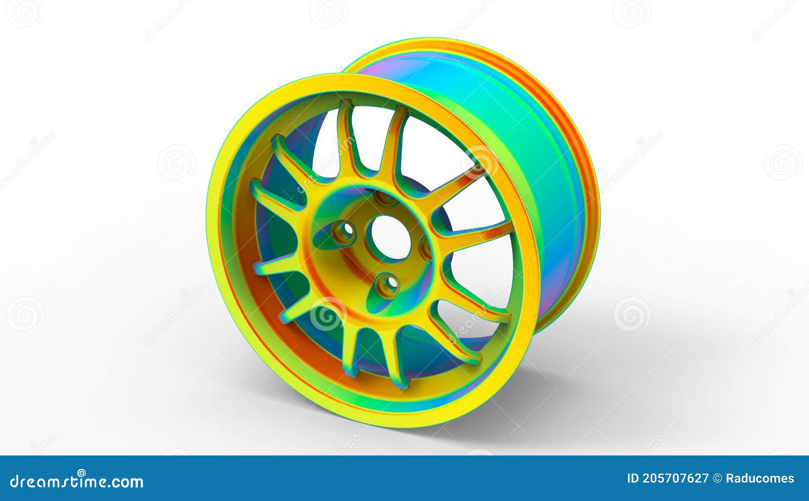 3D Rendering - Rainbow Colored Car Wheel Stock Illustration ...