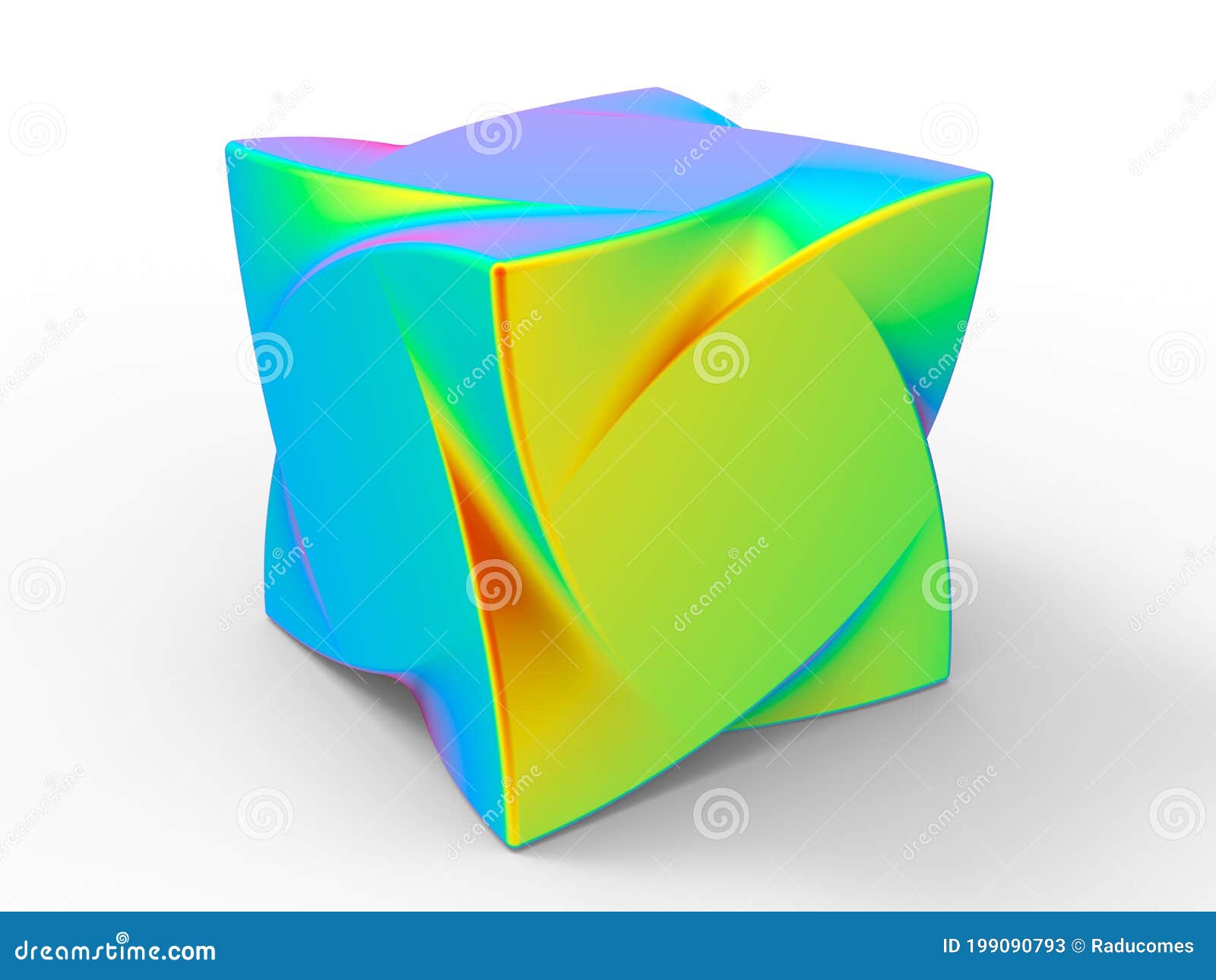 3D Rendering - Rainbow Colored Twisted Cube Stock Illustration ...