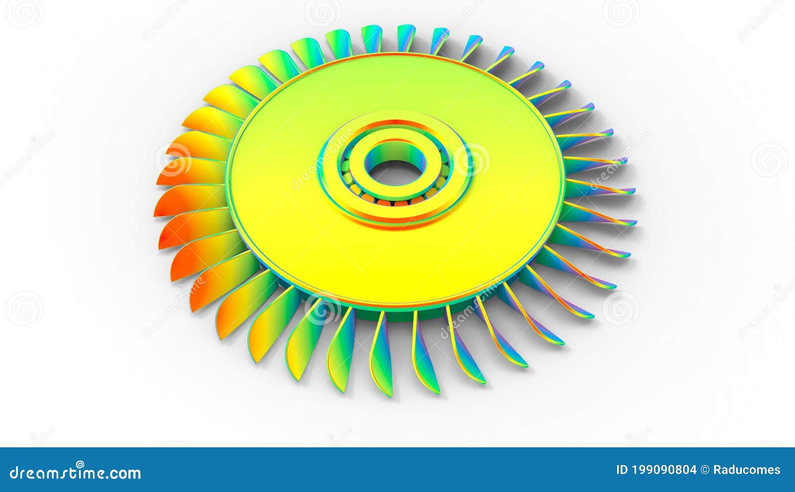 3D Rendering - Rainbow Colored Turbine Blades Stock Illustration ...