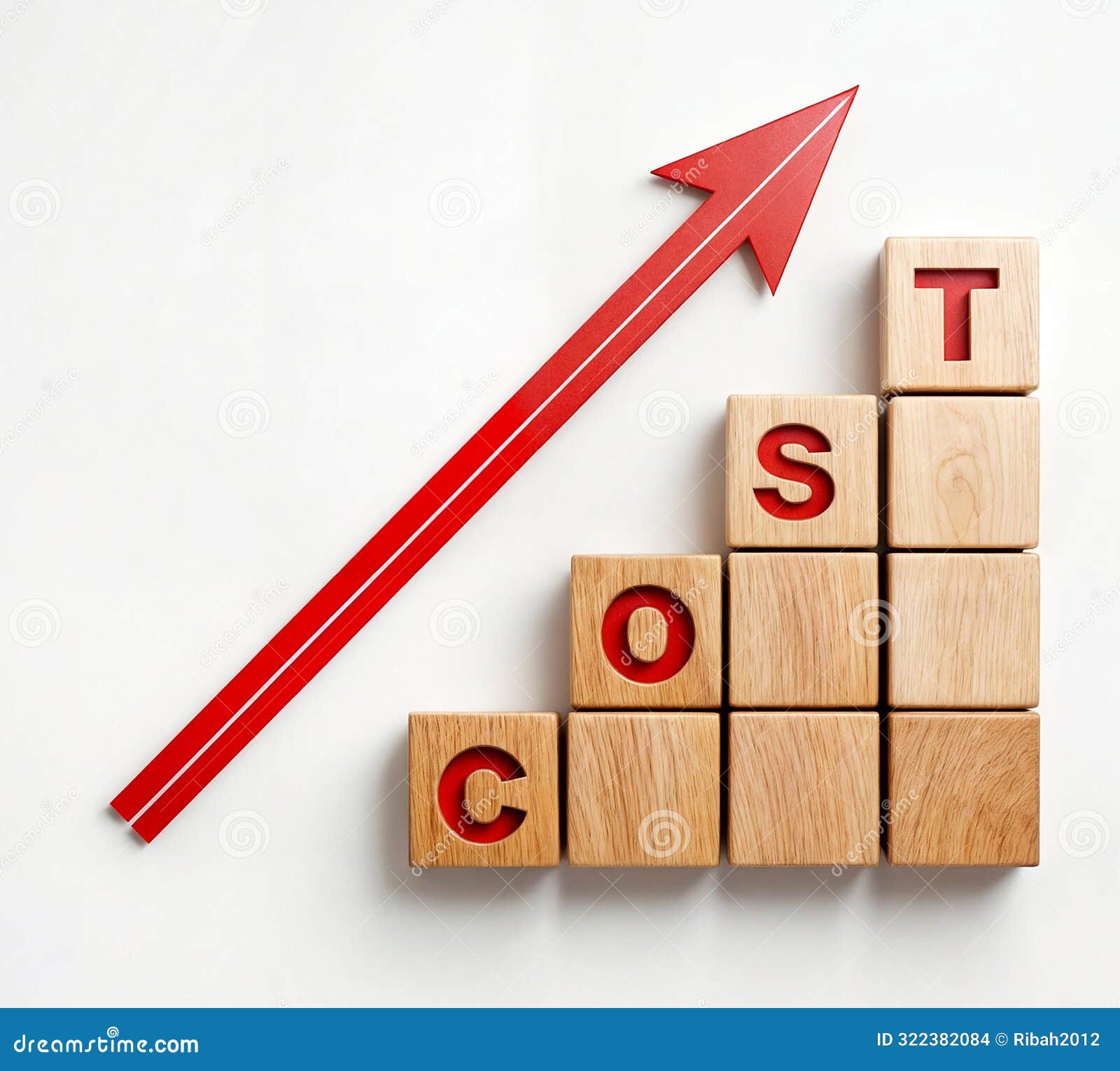 3d Render Illustration Of A Word Text Cost With Rising Arrow Royalty ...