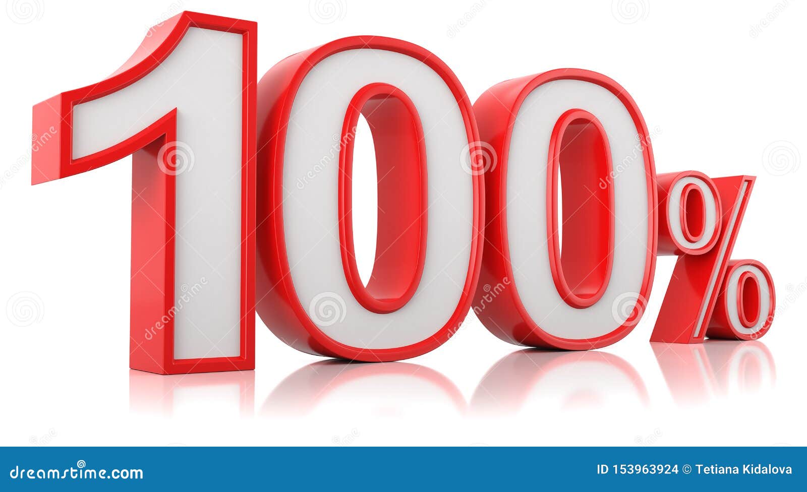 3d Render Illustration. Red Hundred Percent on a White Background Stock ...