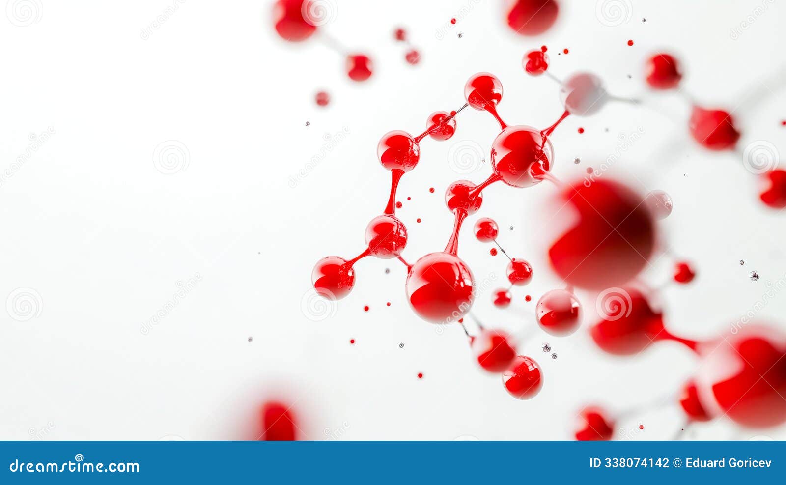 Red Molecules Floating and Connecting on White Background Stock ...