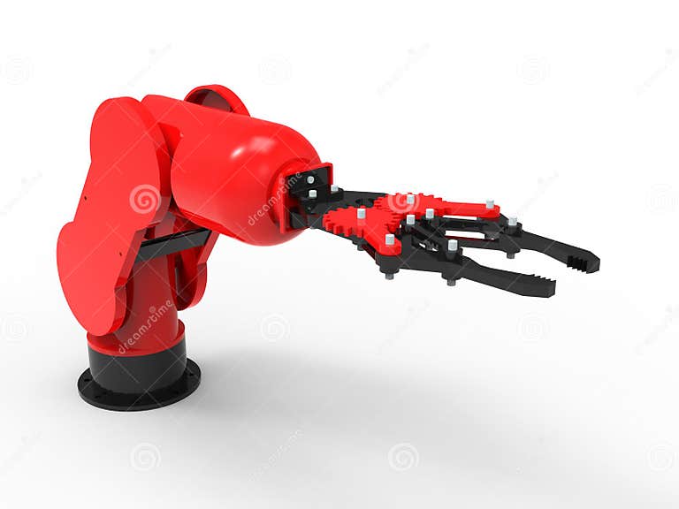 3D Rendering - Red Robotic Arm with a Gripper Stock Illustration ...