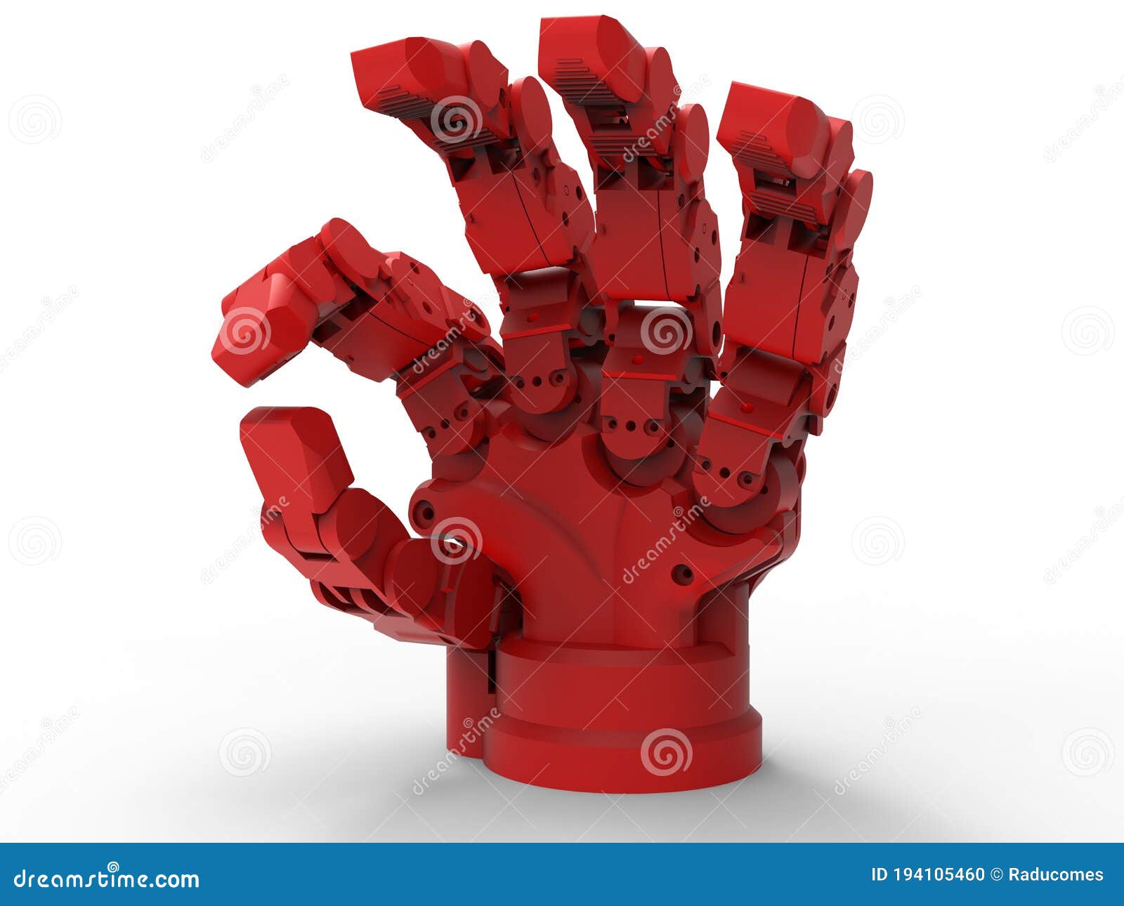 3D Rendering - Detailed Red Robotic Hand Stock Illustration ...
