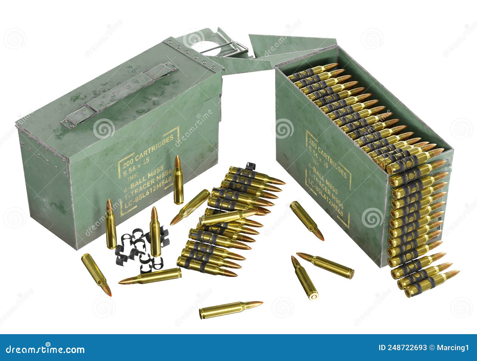 3d Render Illustration of a Rifle Ammunition Box Isolated on White ...