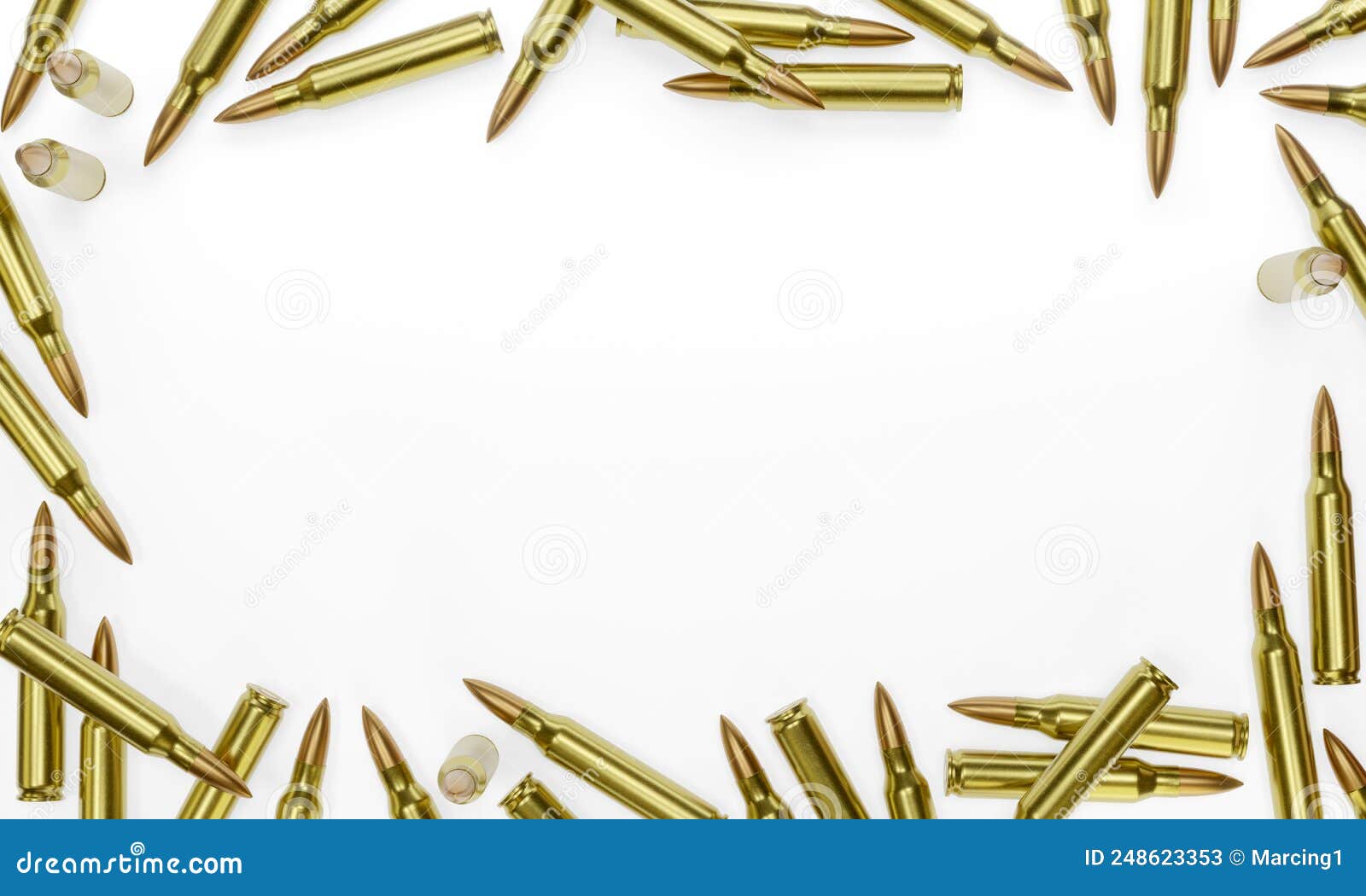 3d Render Illustration of a Rifle Ammunition on White Background Stock ...