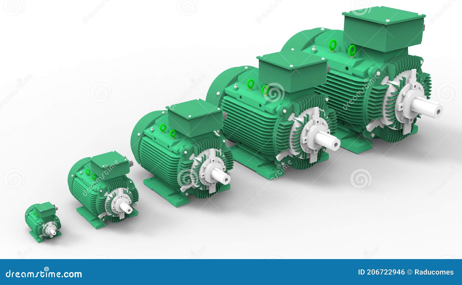 3D Rendering - Set of Industrial Electric Motors Stock Illustration ...