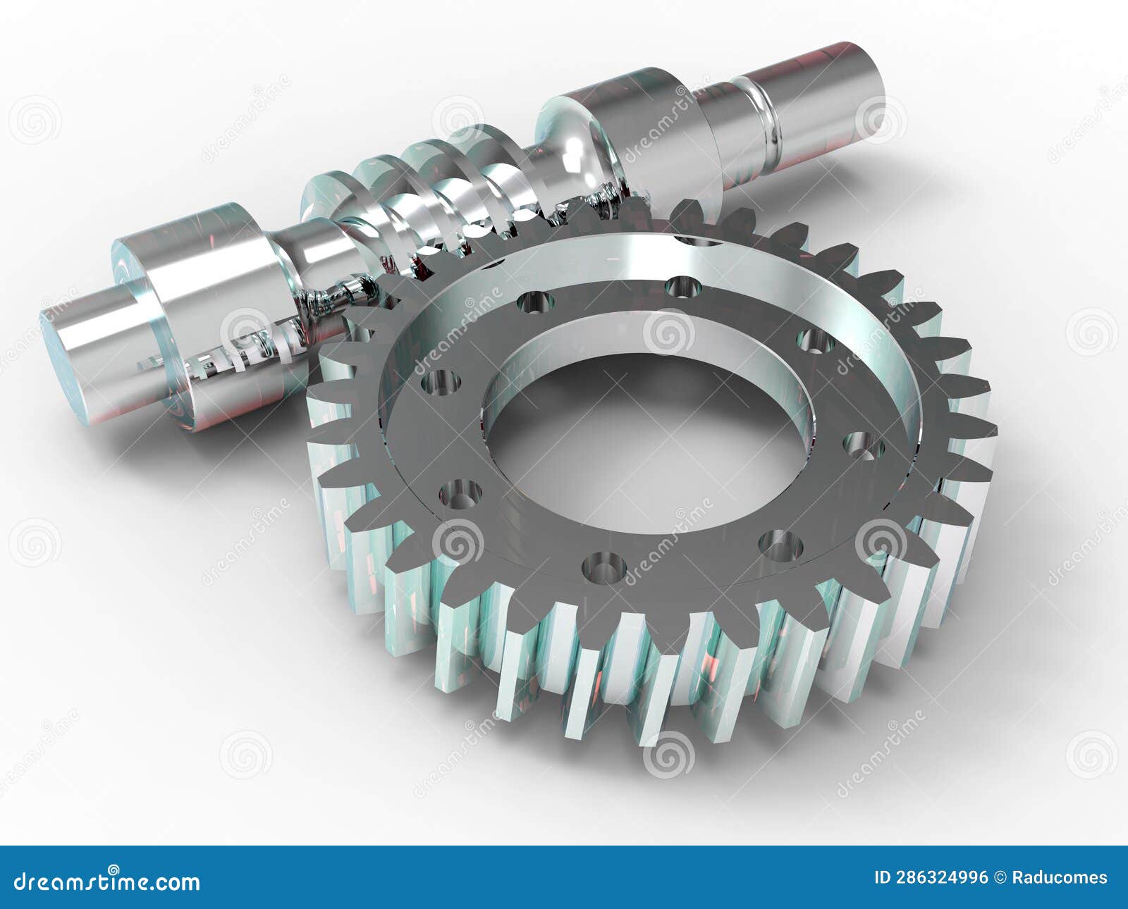 3D Rendering - Shiny Detailed Worm Gear Assembly Stock Illustration ...