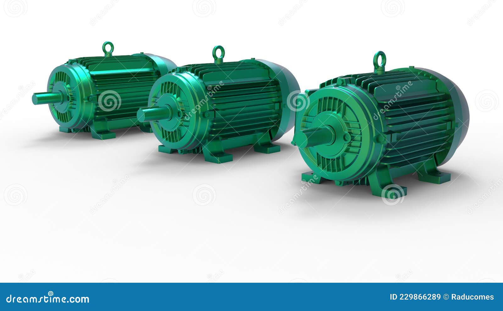3D Rendering - Green Detailed Electric Motors Stock Illustration ...