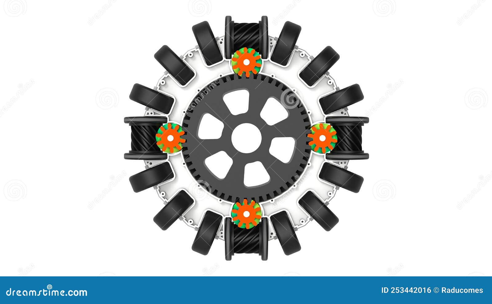 3D Render - Top View FEA Analysis of an Omni Wheel Stock Illustration ...