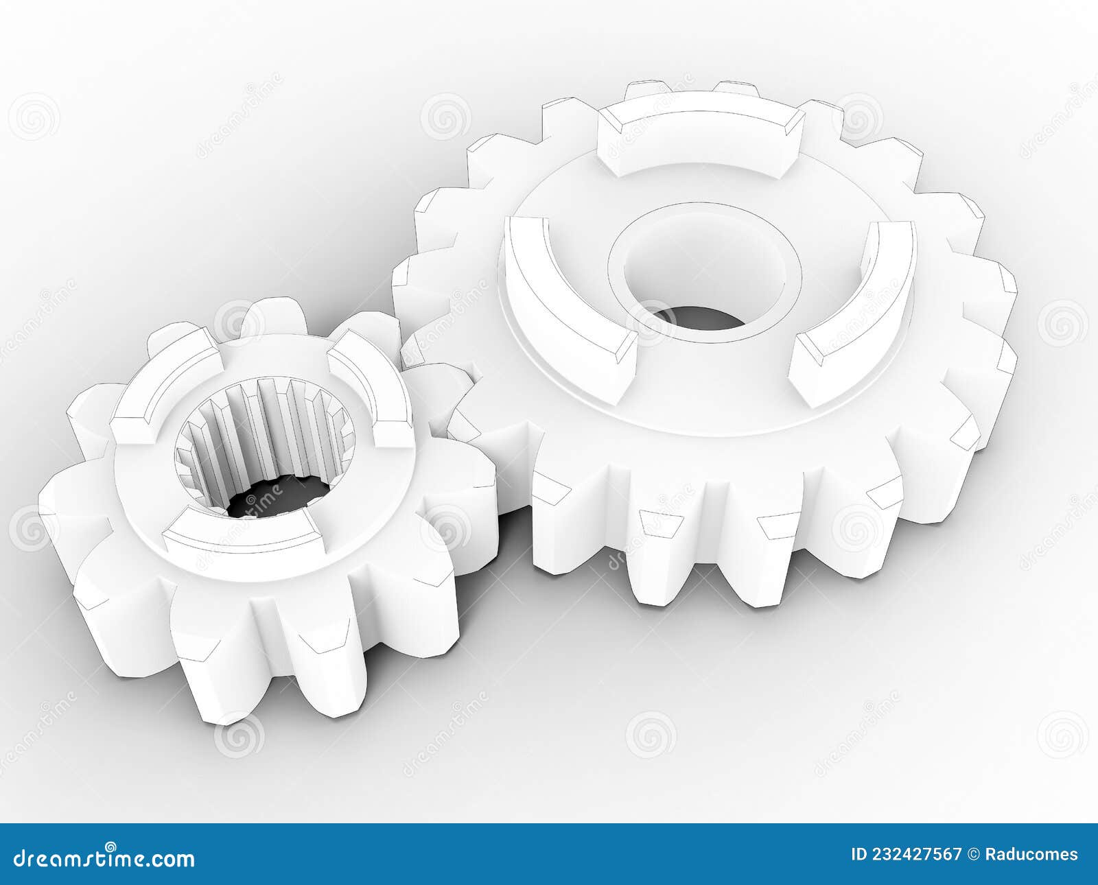 3D Rendering - Metallic Gear Assembly Stock Illustration - Illustration ...