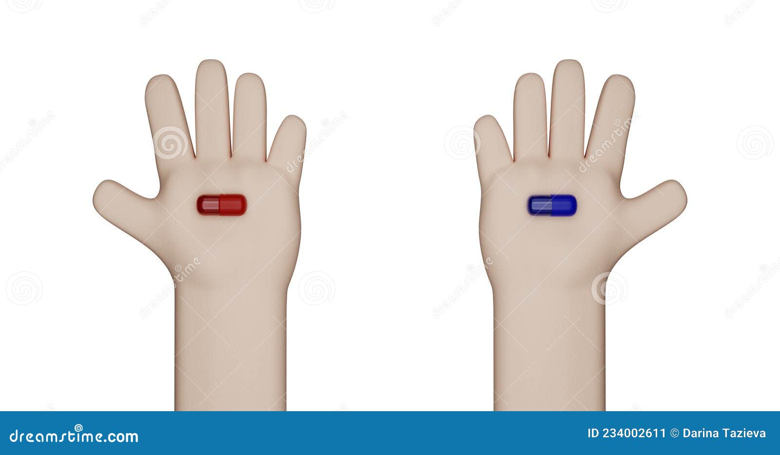 3d Render Illustration of Two Stylized Hands Showing Red and Blue ...