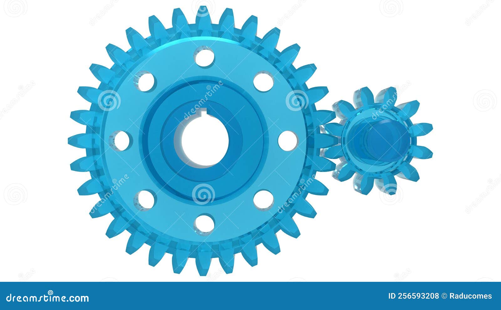3D Render - Two Transparent Blue Cog Wheels Stock Illustration ...