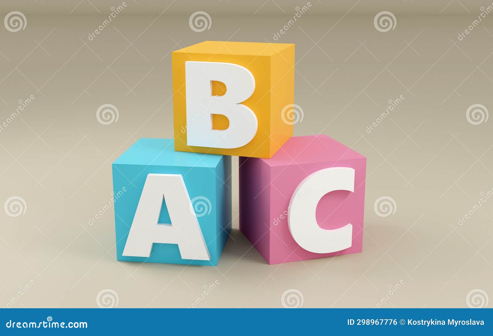 3D Render Illustration of the Word Abc in Colorful Blocks on Light ...
