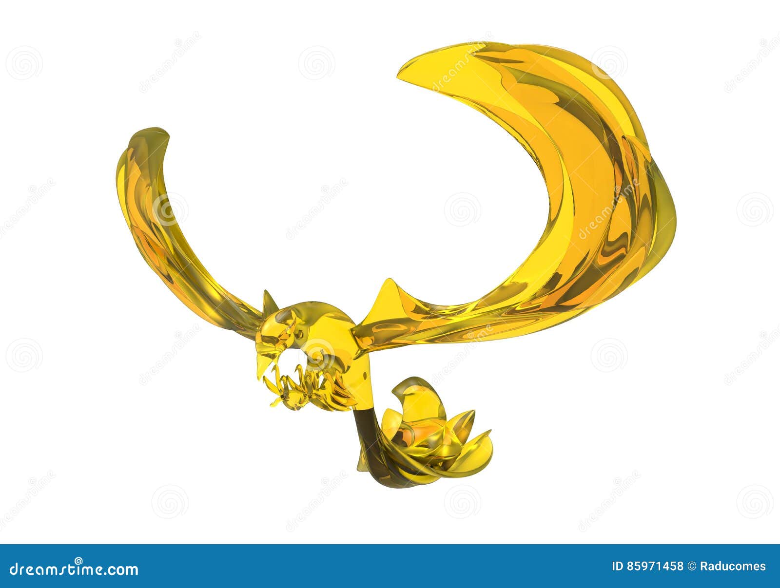 3D Render Illustration of a Yellow Phoenix Stock Illustration ...