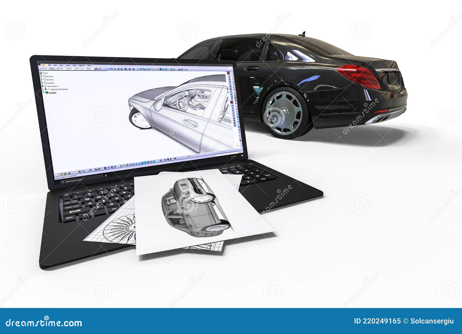 Computer Aided Design in Automotive Design Stock Illustration ...