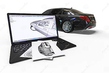 Computer Aided Design in Automotive Design Stock Illustration ...