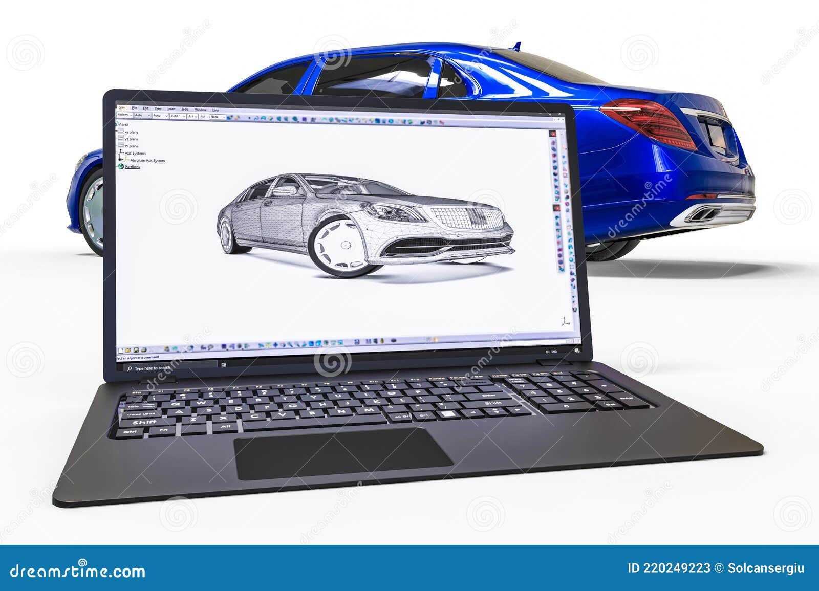 Computer Aided Design in Automotive Design Stock Illustration ...