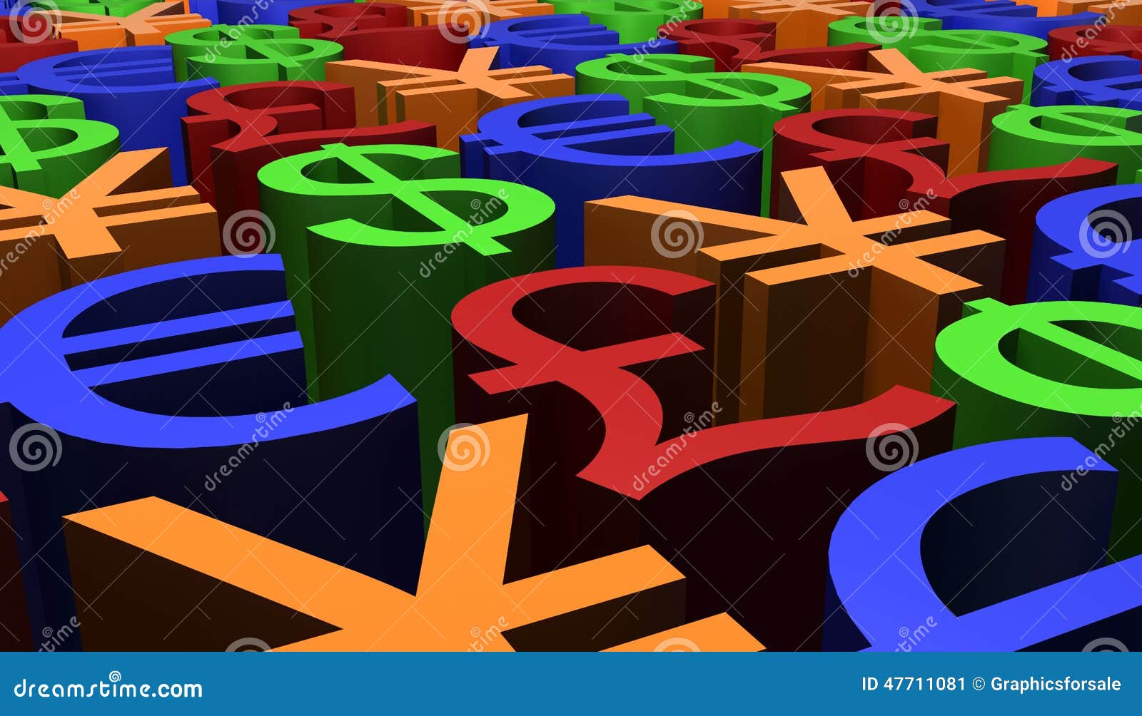 3D Render Image of Currency Signs Stock Illustration - Illustration of ...