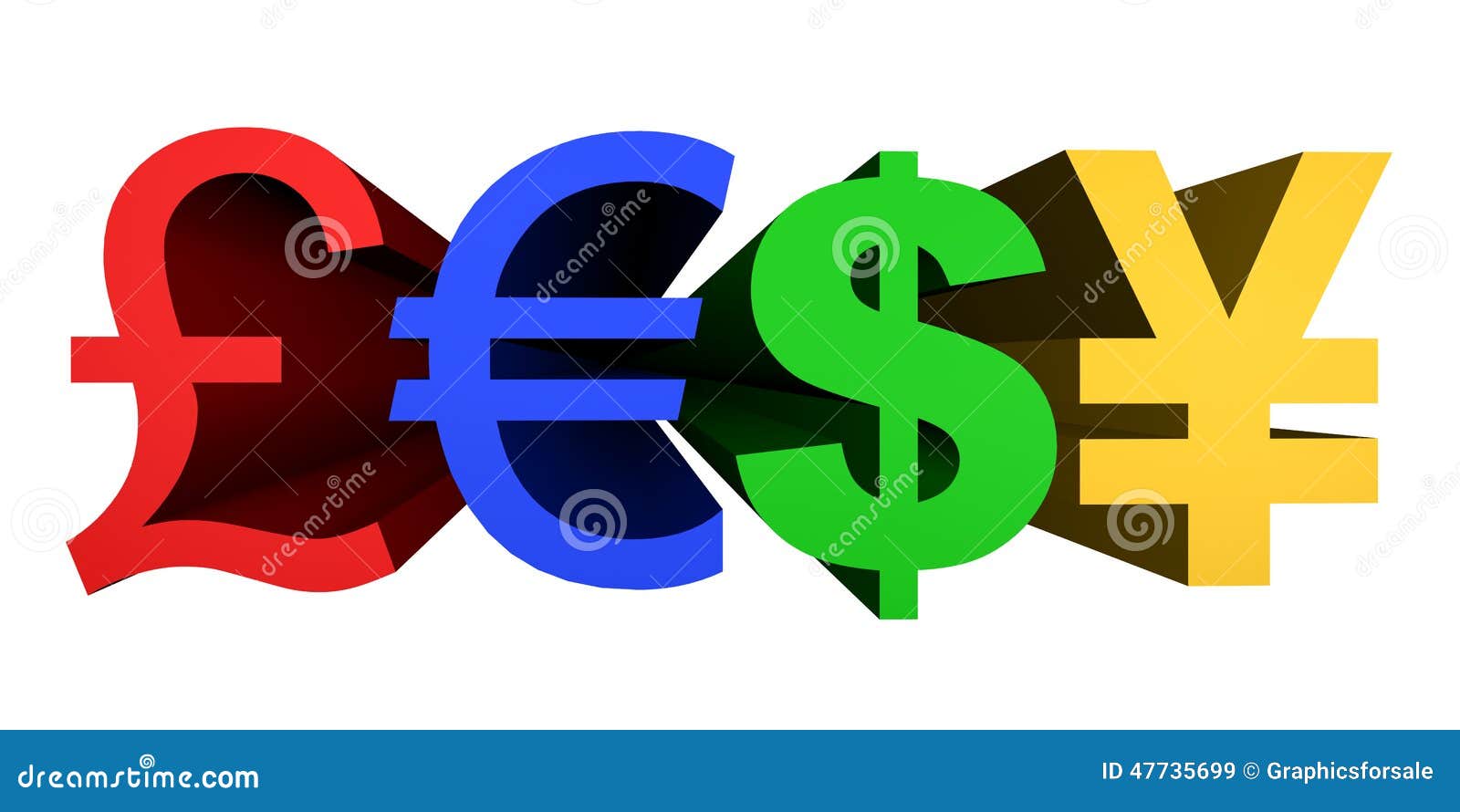 3D Render Image of Currency Signs Stock Illustration - Illustration of ...