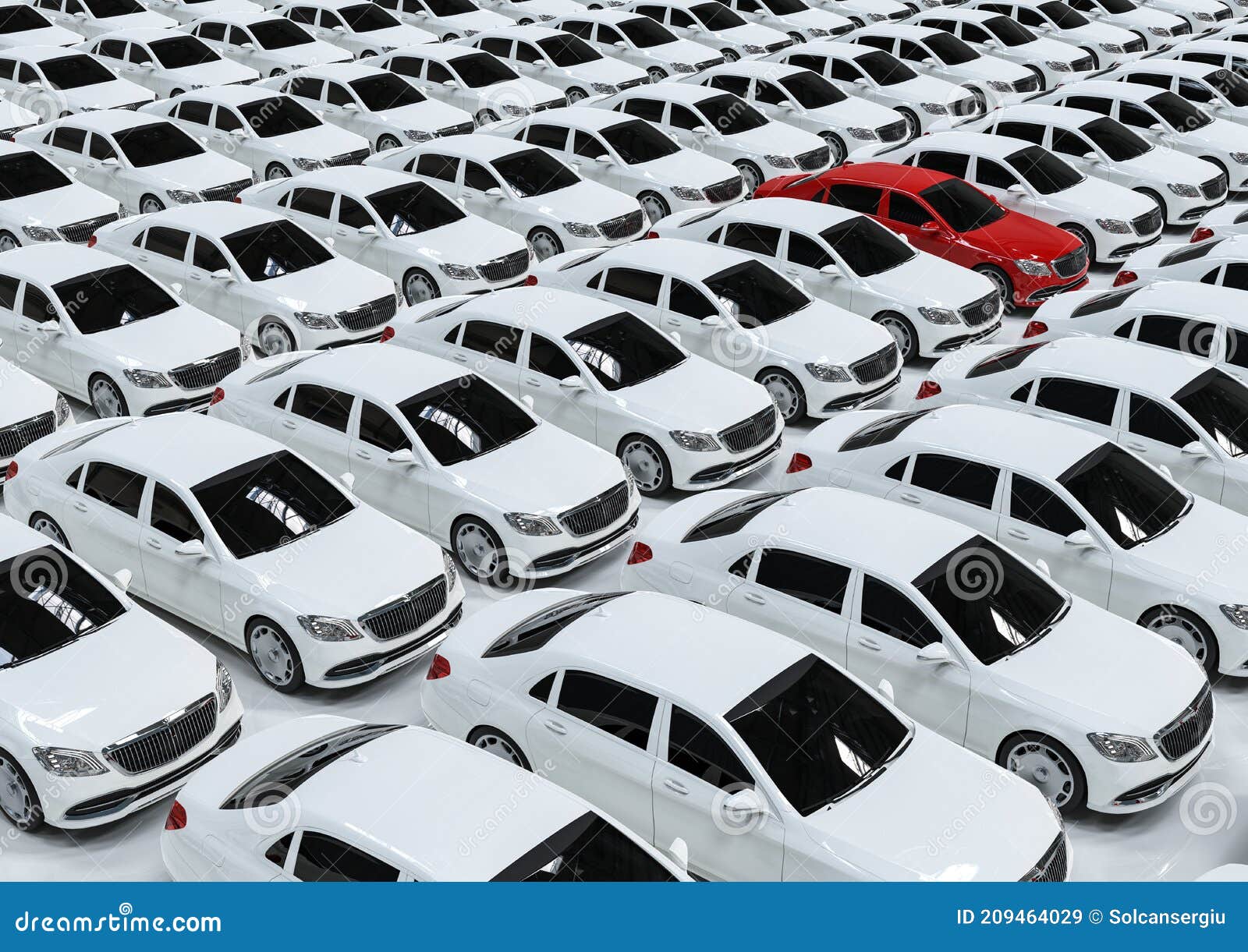 3D Render Image of a Fleet of Luxury Car with One in Different Color ...