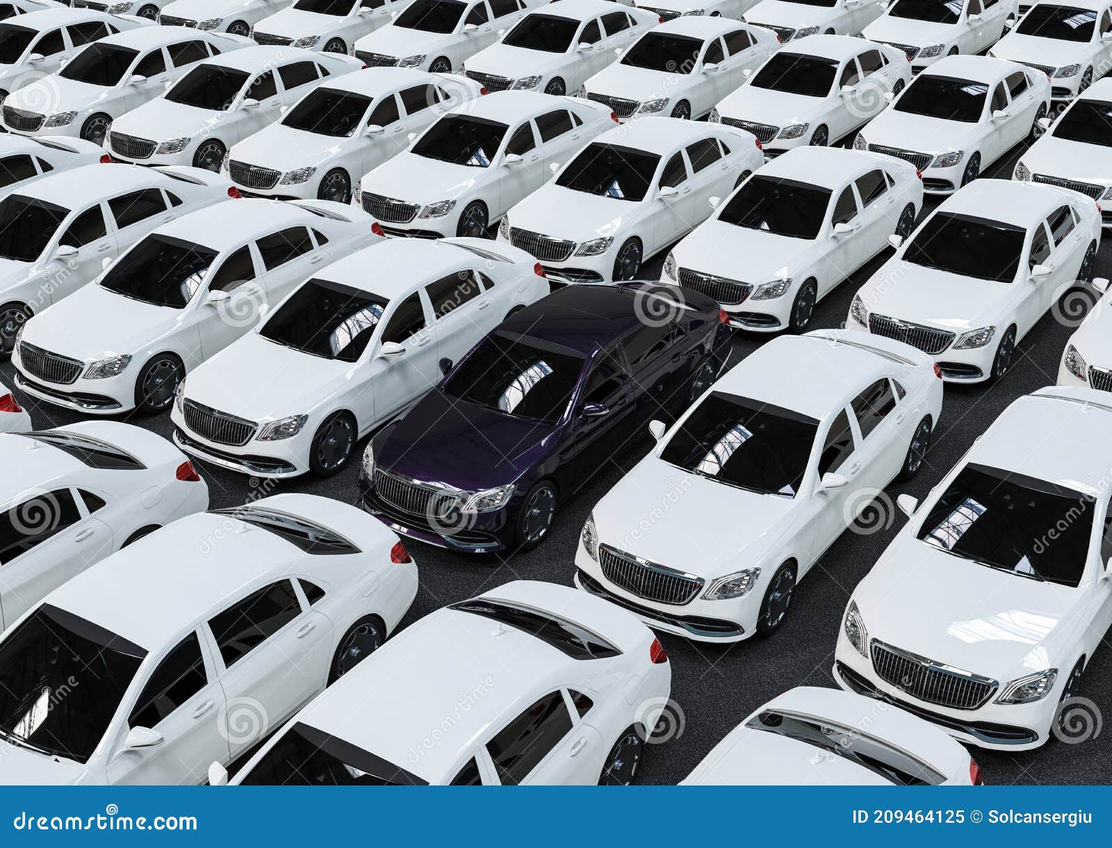 3D Render Image of a Fleet of Luxury Car with One in Different Color ...