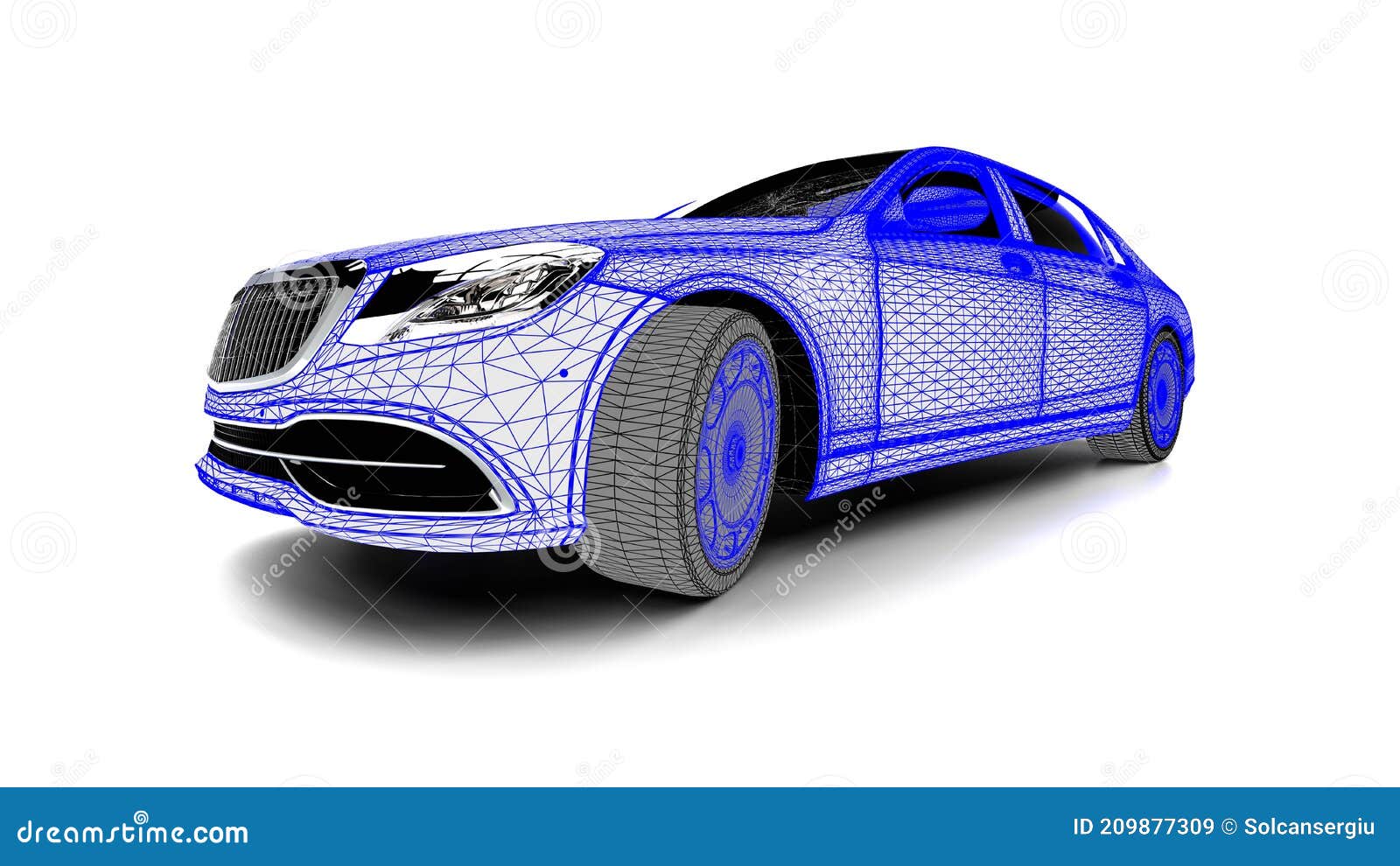 3D Render Image of a High Class Car in a Mesh Body Stock Illustration ...
