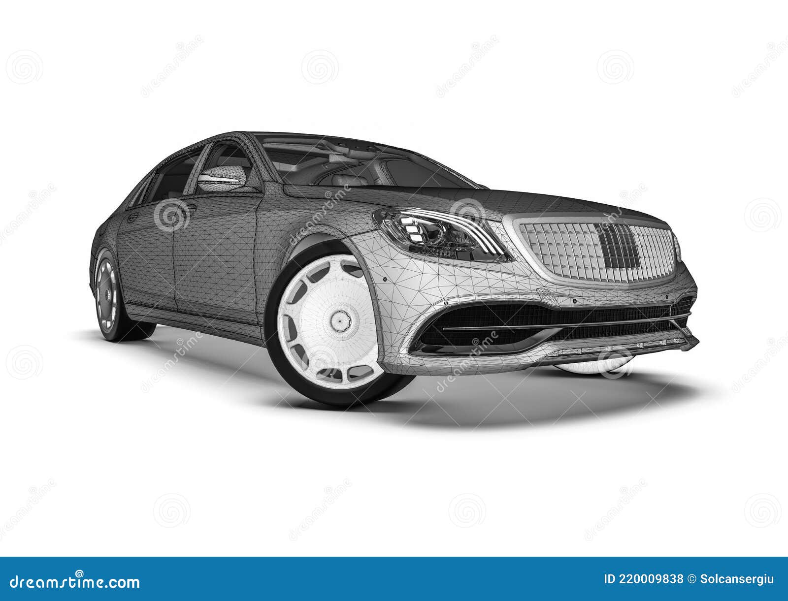 High Class Car in a Mesh Texture Representing CAD Design Stock ...