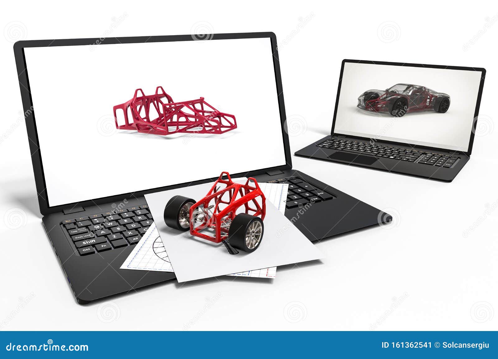 Car Development Process with Cad Stock Illustration - Illustration of ...