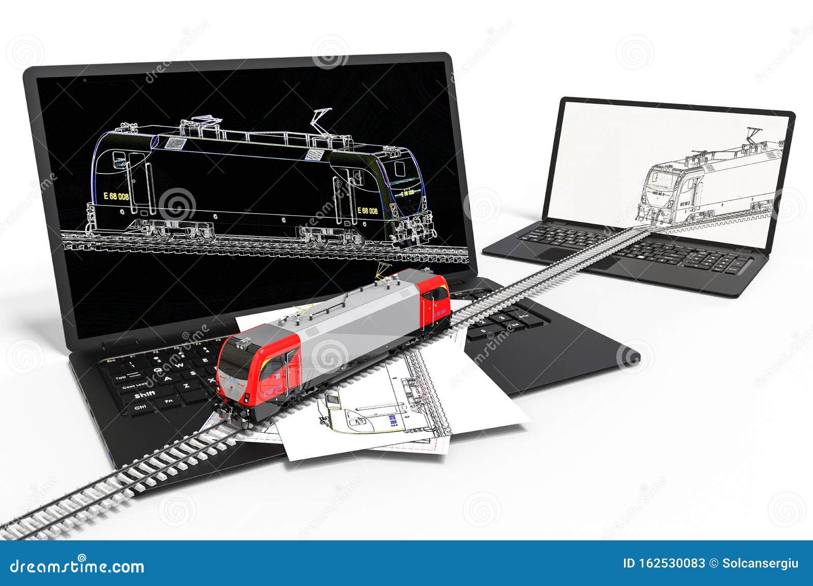 Computer Aided Design in Train Industry Stock Illustration ...