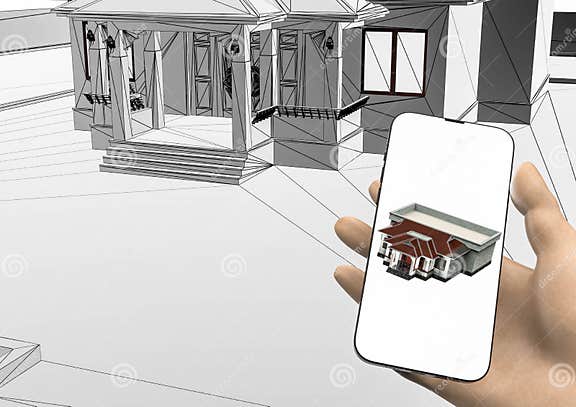 3D Render Image a Phone App in House Building Stock Illustration ...