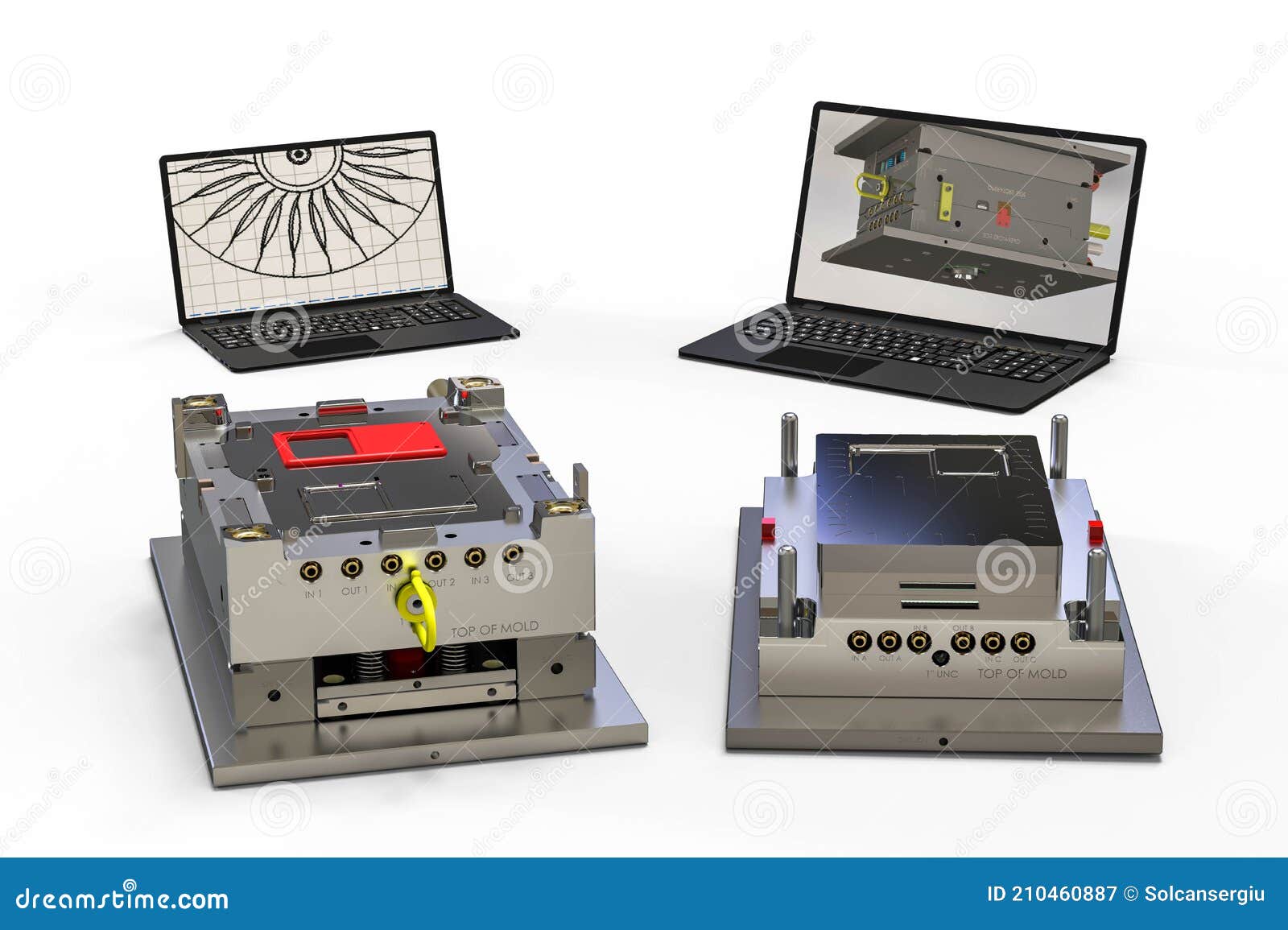 3D Render Image of a Plastic Injection Mold Stock Illustration ...
